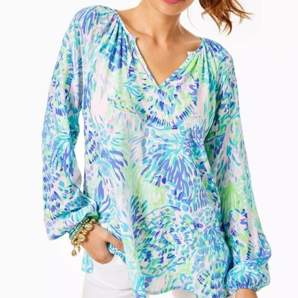 Lilly Pulitzer | Tops | Lilly Pulitzer Willa Top Multi Shell Of A Party ...